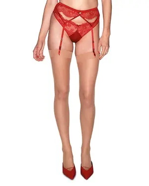 Fleur Du Mal Frankie Lace Garter Belt - Rouge