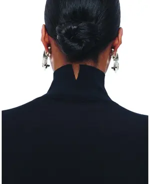 Another Tomorrow Featherweight Turtleneck Top - Black