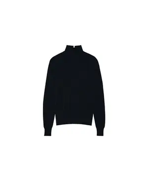 Another Tomorrow Featherweight Turtleneck Top - Black