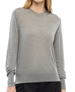 Another Tomorrow Featherweight Crewneck Sweater - Grey