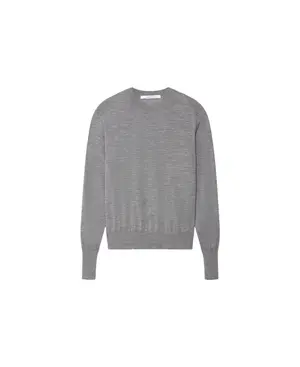 Another Tomorrow Featherweight Crewneck Sweater - Grey