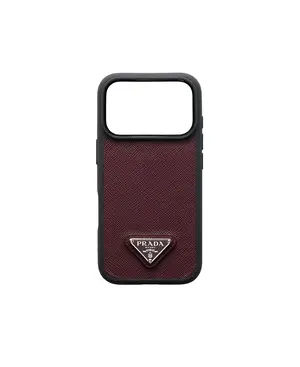 Prada Saffiano Leather Case For Iphone 17 Pro Burgundy