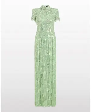 Jenny Packham Madeleine Beaded Maxi Dress - Parakeet
