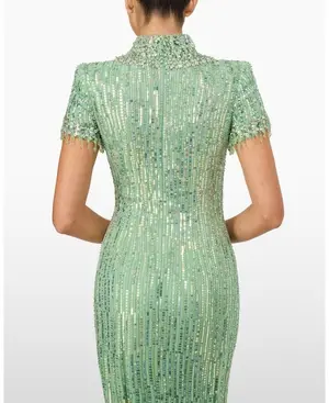 Jenny Packham Madeleine Beaded Maxi Dress - Parakeet