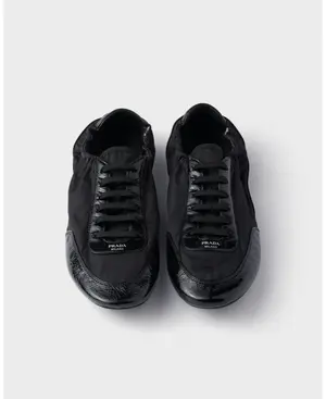 Prada Re-nylon And Leather Sneakers - Black