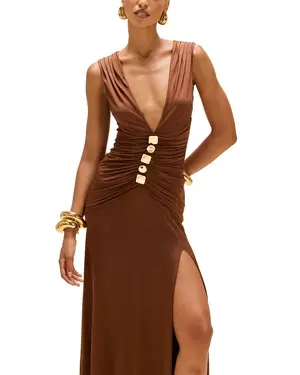 PatBO Moonlit Jersey Plunge Neck Gown