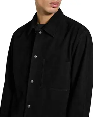 Theory Suede Snap Overshirt - Black