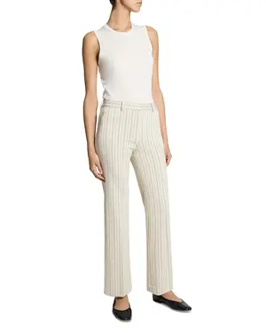 Theory Slim Fit Full Length Trousers With Vertical Stripes