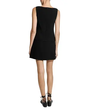 Theory Boat Neck Sleeveless Mini Dress - Black