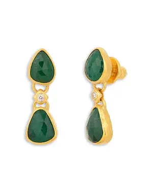 Gurhan 24k Yellow Emerald And Diamond Drop Earrings - Gold