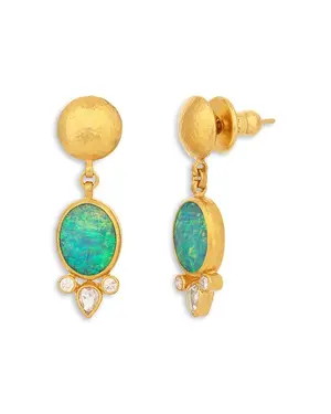 Gurhan 24k Yellow Opal And Diamond Drop Earrings - Gold