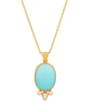 Gurhan 22k Yellow Gold Turquoise And Diamond Pendant Necklace - White/gold