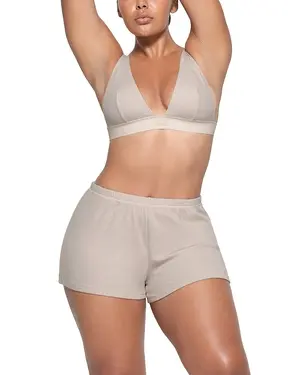 SKIMS Rib Knit Loose Shorts - Stone