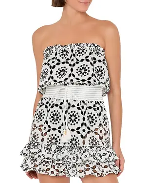MILLY Verity Two Tone Circle Eyelet Dress - White/black