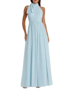 Mac Duggal High Neck Chiffon Gown - Powder Blue