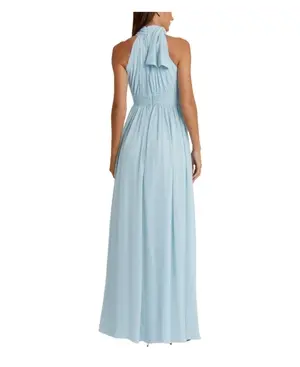Mac Duggal High Neck Chiffon Gown - Powder Blue