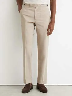 REISS Fibre Wool Textured Tailored-fit Trousers - Oatmeal Brown