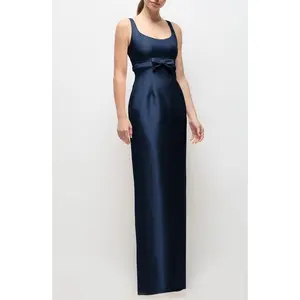 Alfred Sung Gwyneth Satin Sheath Gown - Midnight
