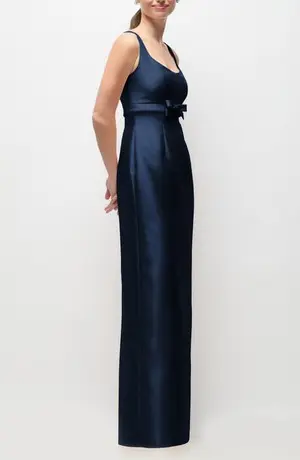 Alfred Sung Gwyneth Satin Sheath Gown - Midnight
