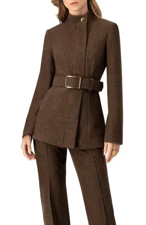 IVONNE Belted High Neck Coat