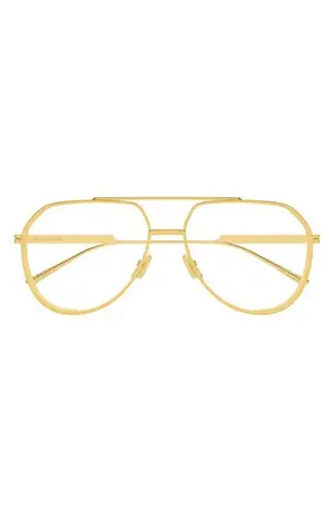 Bottega Veneta 60mm Pilot Sunglasses - Gold/transparent Lens