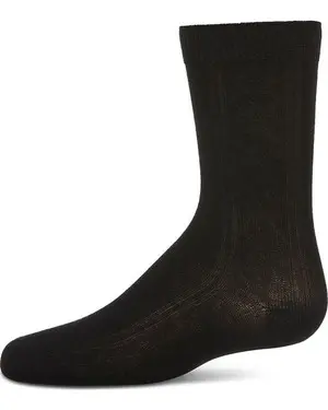 MEMOI Clocking Argyle Crew Socks - Black