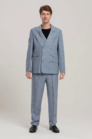 PCFG Linen Casual Pants - Blue