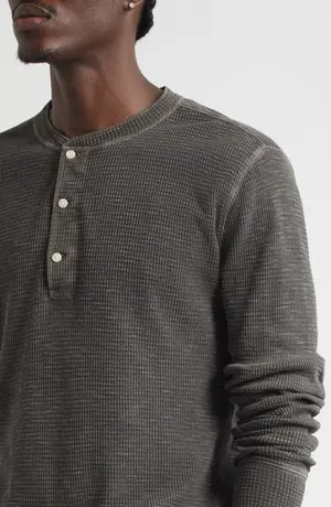 Double Rl Waffle Knit Long Sleeve Henley