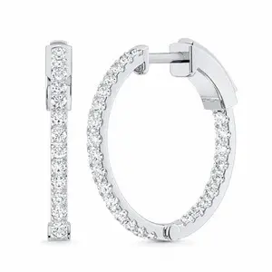 BALACIA Diamond Inside Out Hoop Earrings - Silver