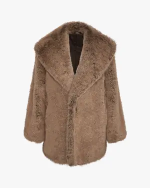 WeWoreWhat Shawl Collar Faux Fur Jacket