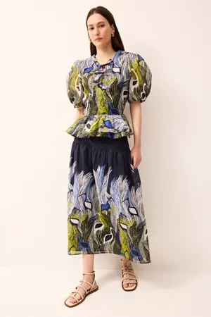 MARIE OLIVER Owens Midi Skirt - Heron