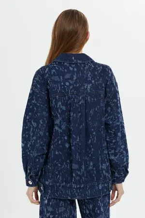 GIZIA Patterned Button-front Denim Jacket