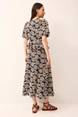 MARIE OLIVER Sasha Floral Embroidered Midi Skirt - Blossom