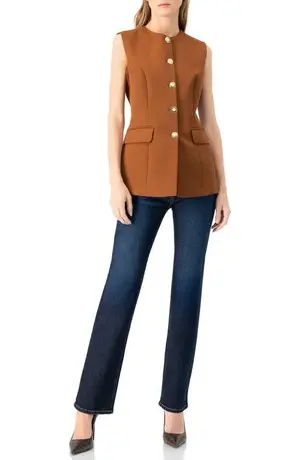 IVONNE Solid Vest With Pockets