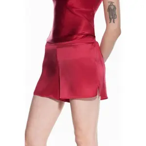 MERS SILK Luna Silk Pajama Shorts - Red