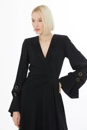 GIZIA Pleated Front Midi Dress
