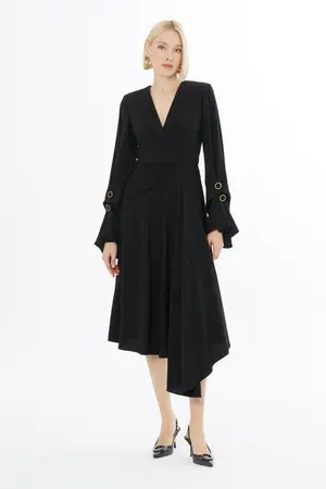 GIZIA Pleated Front Midi Dress