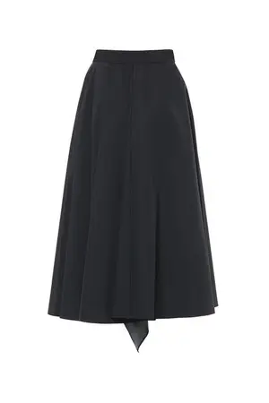 GIZIA Asymmetric Gathered High-waist Midi Skirt
