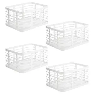 MDESIGN Metal Pantry Basket With Handlesset Of 4 - Matte White