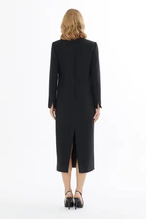 GIZIA Slit-sleeve Midi Dress With Metal Detail