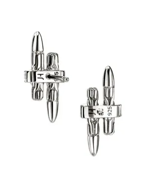 John Hardy Sterling Spear Diamond Stud Earrings - Silver