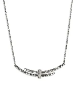 John Hardy Sterling Spear Diamond Bypass Pendant Necklace - Silver