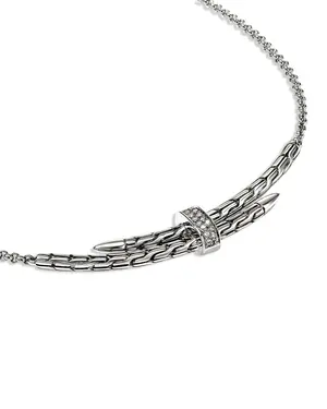 John Hardy Sterling Spear Diamond Bypass Pendant Necklace - Silver