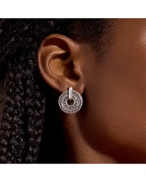 John Hardy Sterling Icon Woven Circle Doorknocker Drop Earrings - Silver
