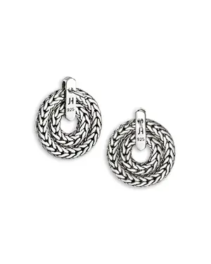 John Hardy Sterling Icon Woven Circle Doorknocker Drop Earrings - Silver
