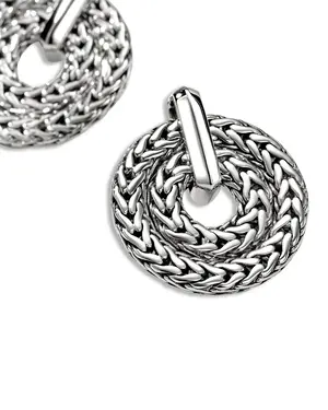 John Hardy Sterling Icon Woven Circle Doorknocker Drop Earrings - Silver