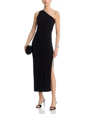 Norma Kamali One Shoulder Side Slit Long Dress