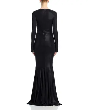 Norma Kamali Shirred Fishtail Gown - Black