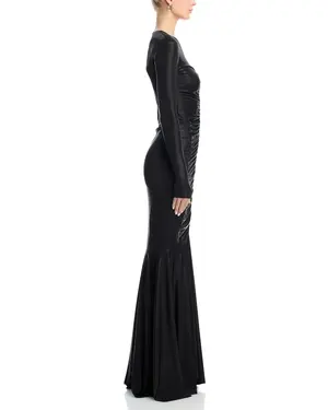 Norma Kamali Shirred Fishtail Gown - Black