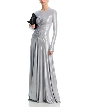 Norma Kamali Shirred Front Flared Gown